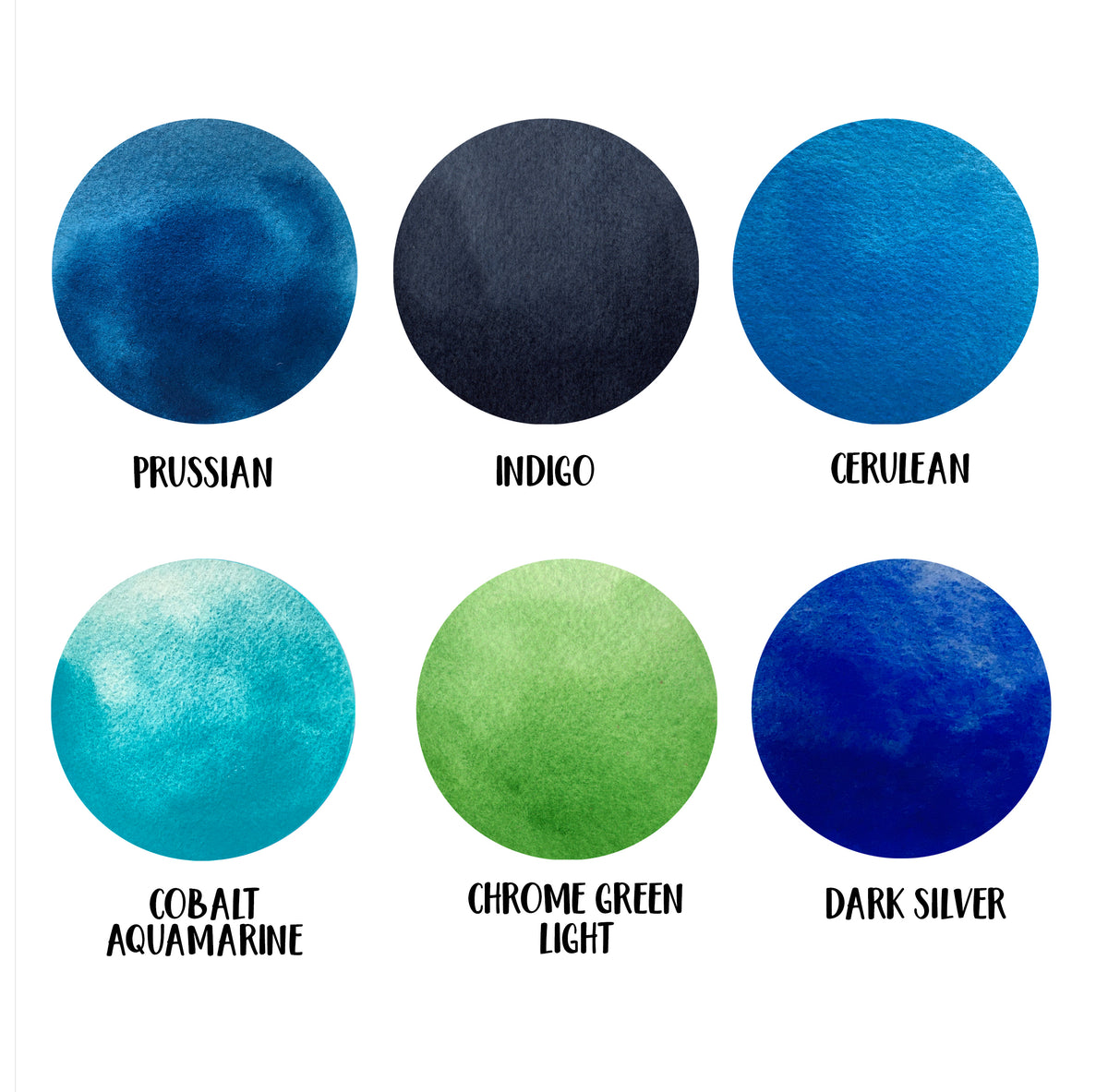 Ocean Blue Colors - 6 Color Set - Aquamarine, Ultramarine, Cerulean, I ...